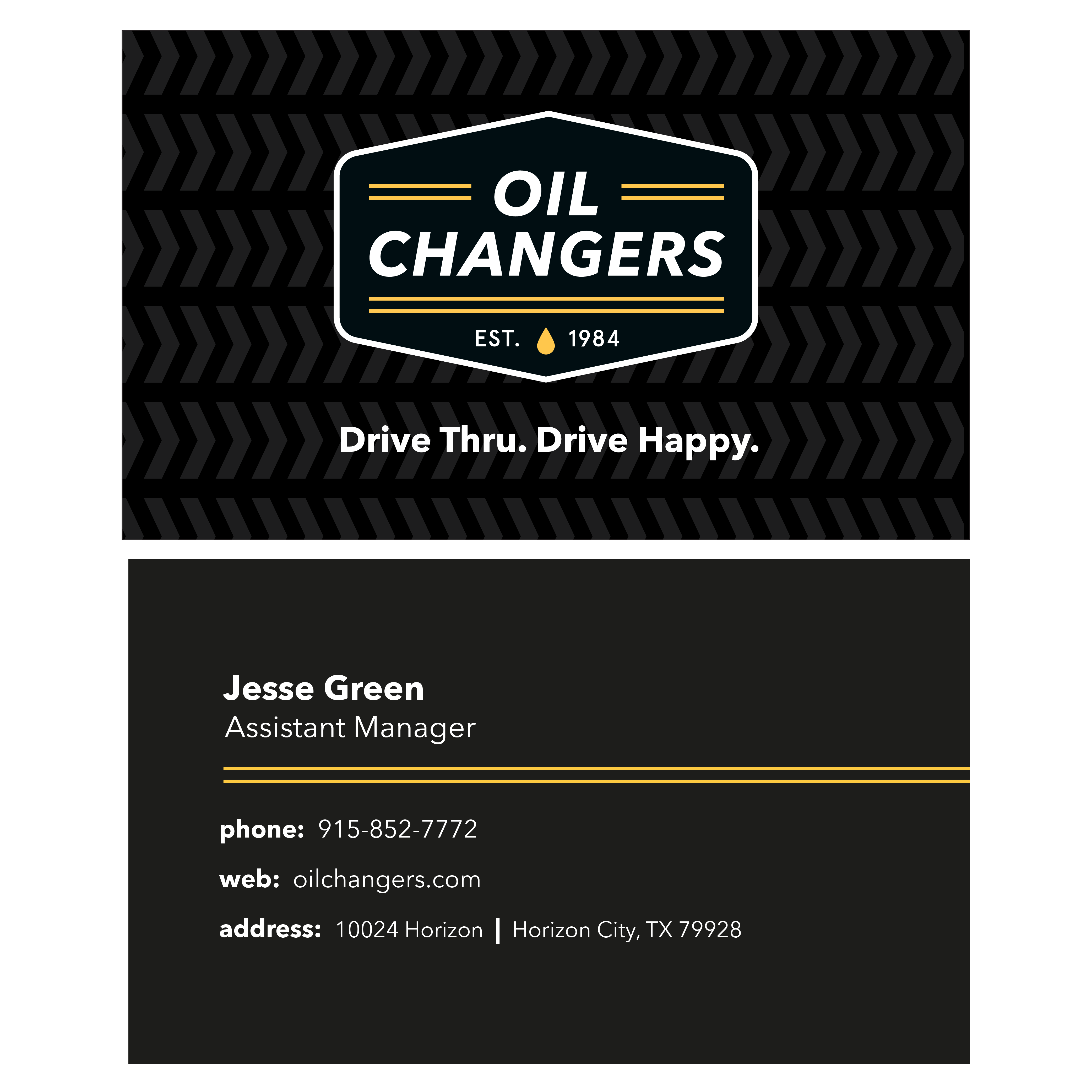 Assistant Manager Personalized Business Cards – Oil Changers