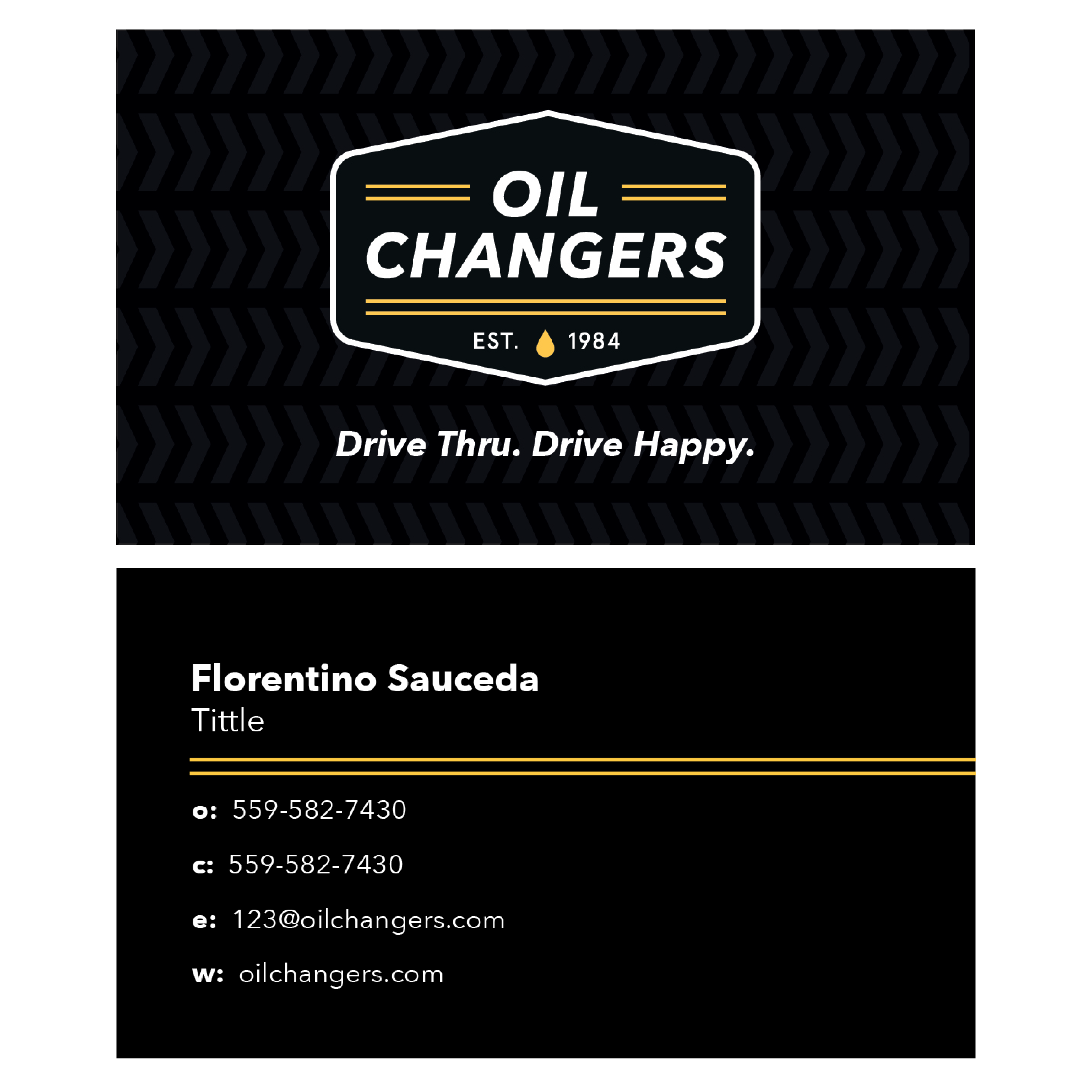 Corporate Staff Business Cards – Oil Changers